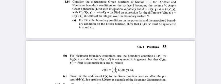 Solved 1.14 Consider the electrostatic Green functions of | Chegg.com