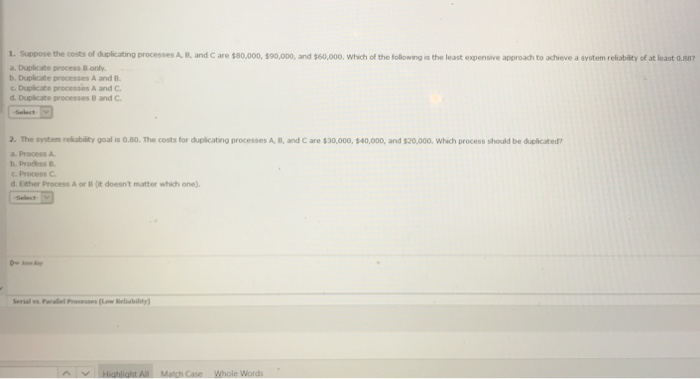Solved Serial vs. Parallel Processes (Low Reliability) | Chegg.com