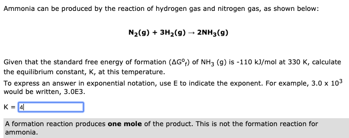 Solved Ammonia can be produced by the reaction of hydrogen | Chegg.com