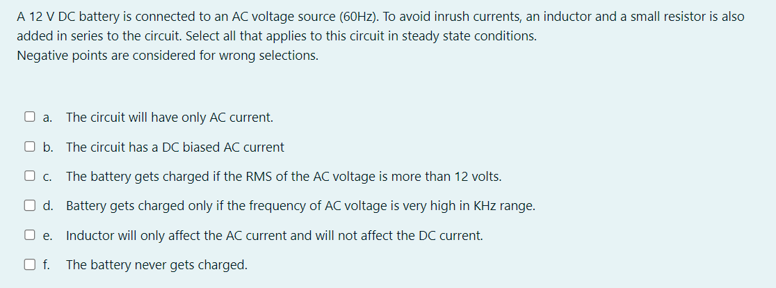 [Solved]: A ( 12 mathrm{~V} ) DC battery is connected t