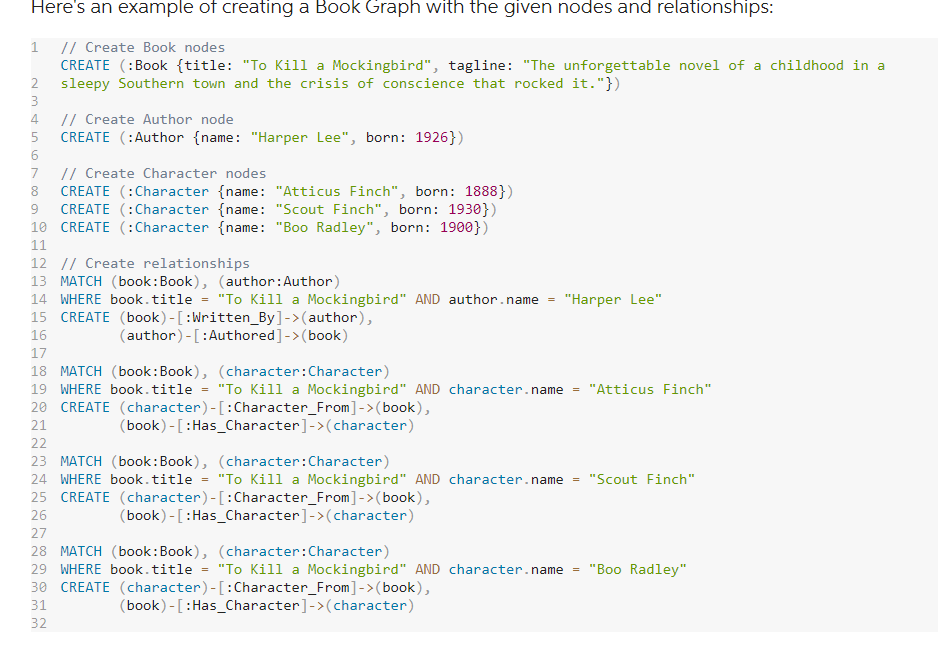 Unable to execute above code in neo4js need different | Chegg.com