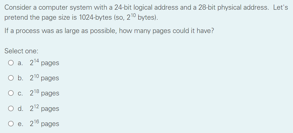 Solved Consider a computer system with a 24-bit logical | Chegg.com