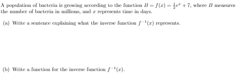 Solved A population of bacteria is growing according to the | Chegg.com