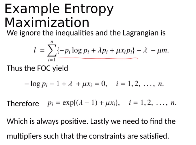 Example Entropy Maximization We solve the following | Chegg.com