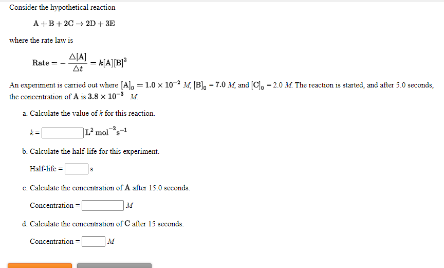 Solved Consider the hypothetical reaction A+B+ 2C 2D + 3E | Chegg.com