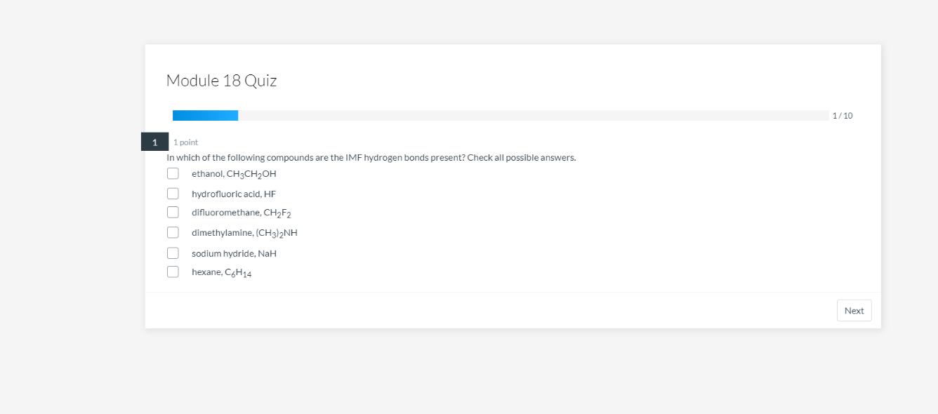 Solved Module 18 Quiz 1/10 1 1 point In which of the | Chegg.com
