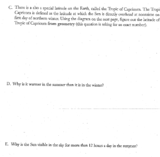 Solved C. ﻿There is a also a special larinde on the Farth, | Chegg.com