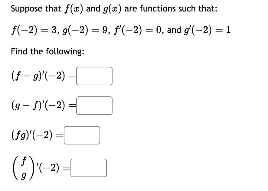 Solved Suppose that f(x) and g(x) are functions such that: | Chegg.com