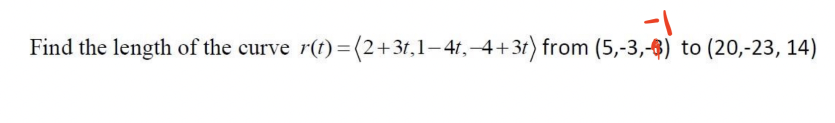 Solved Find the length of the curve r(t)= 2+3t,1−4t,−4+3t | Chegg.com