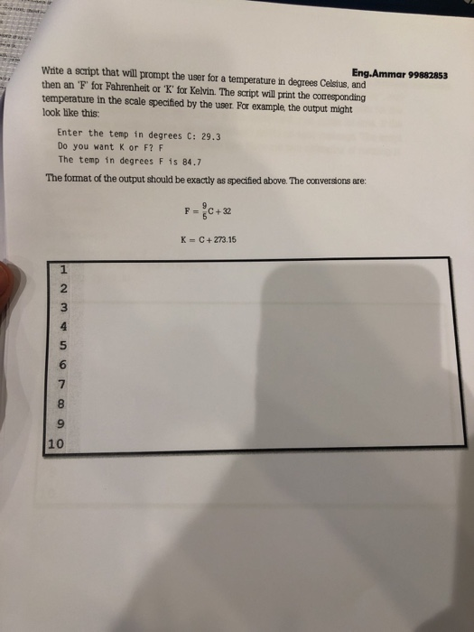 Solved Engammar 99882853 Wite A Script That Will Prompt The
