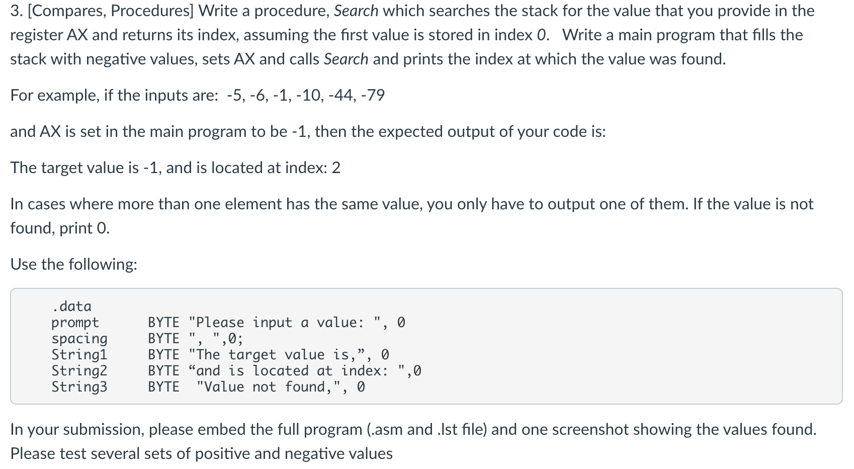 Solved 3. [Compares, Procedures] Write a procedure, Search | Chegg.com