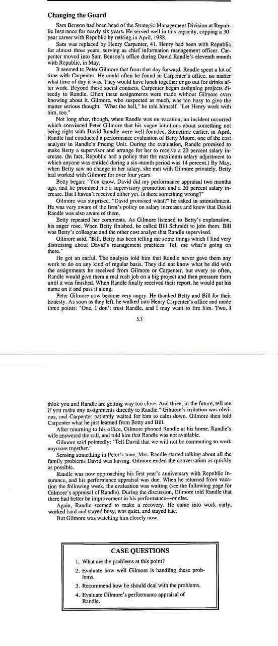 Solved Changing the Guard Sam Benson had been head of the | Chegg.com