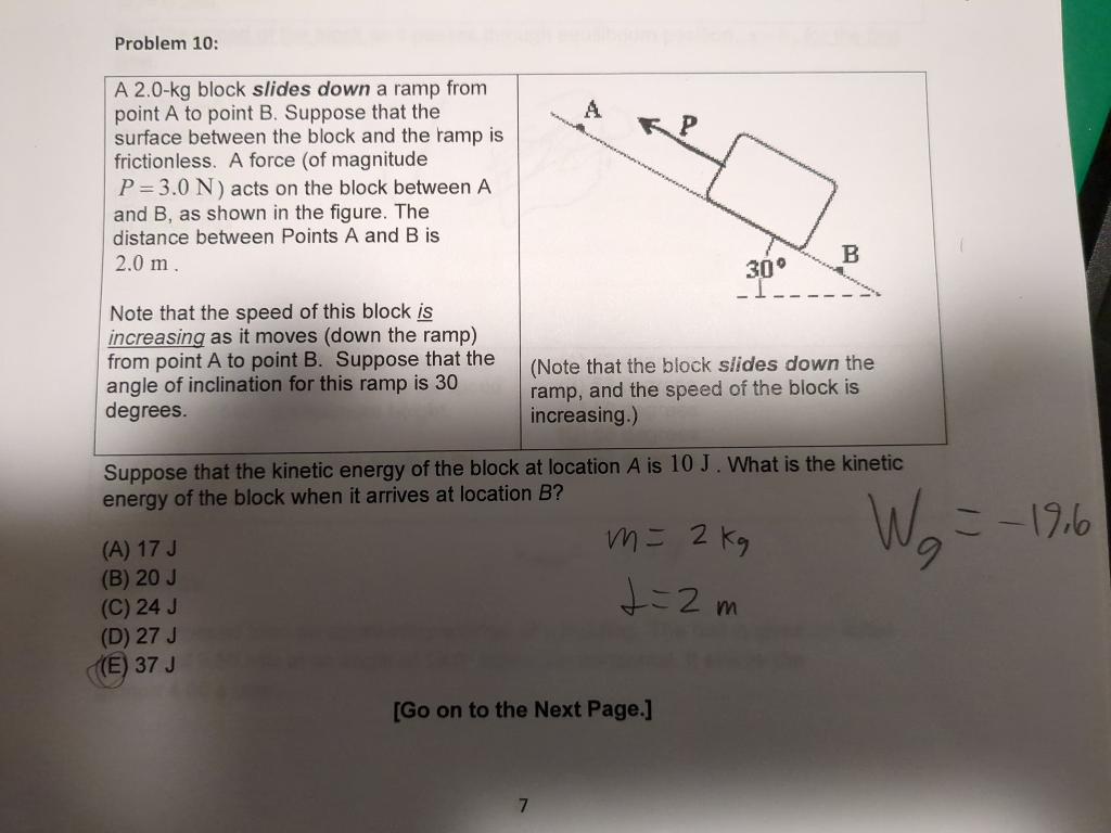 Solved A 2.0-kg block slides down a ramp from point A to | Chegg.com