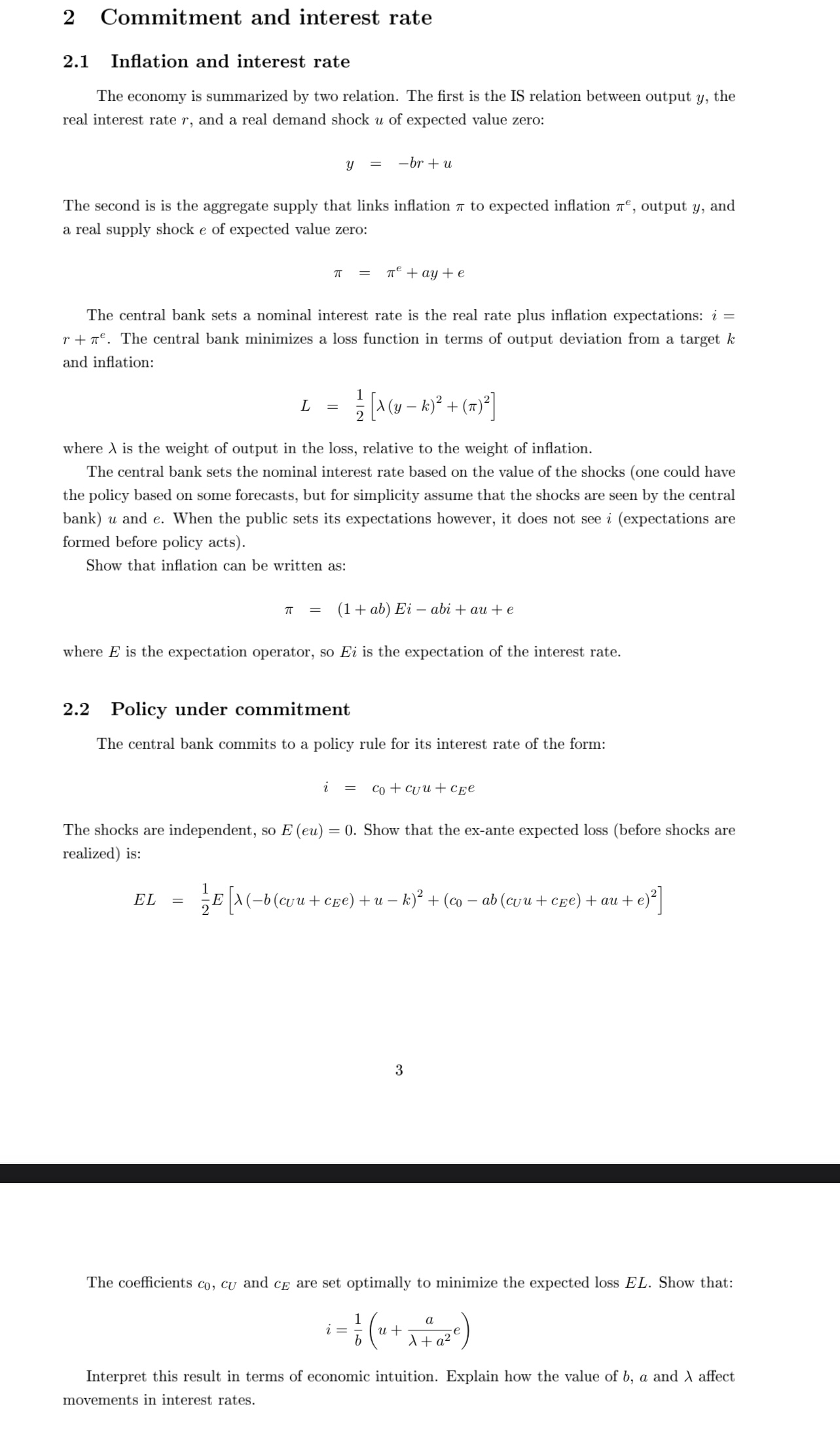 Solved 2 Commitment and interest rate 2.1 Inflation and | Chegg.com
