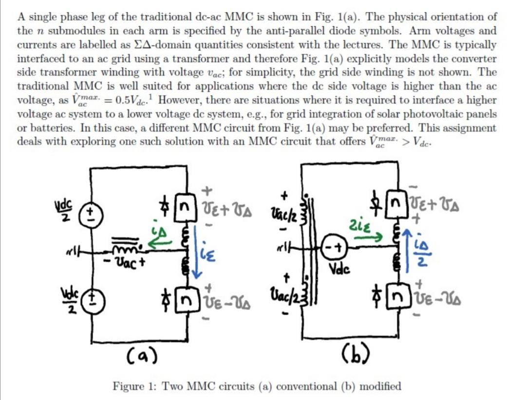 A single phase leg of the traditional dc-ac MMC is | Chegg.com