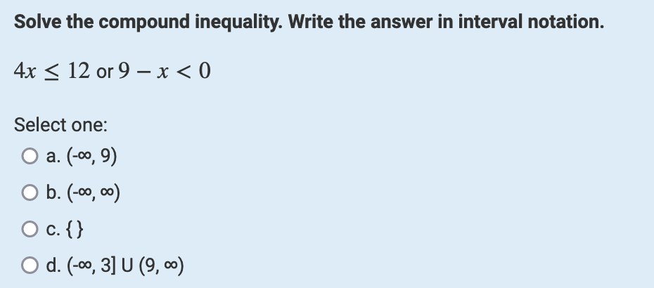 Solved Solve the compound inequality. Write the answer in | Chegg.com