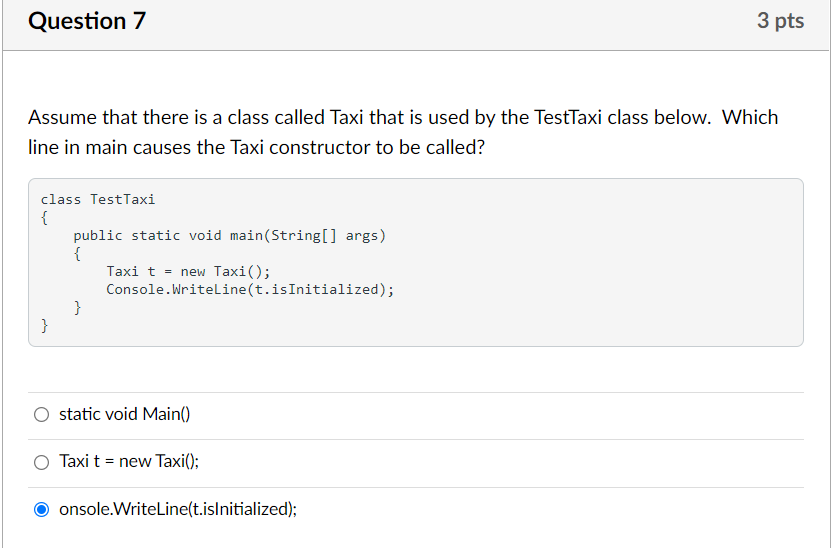 Solved Question 7 3 pts Assume that there is a class called | Chegg.com