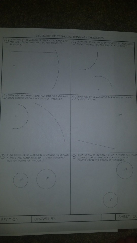 Solved EOME TECHNICAL DRAWING-TANGENCIES AN ARC SHOW | Chegg.com