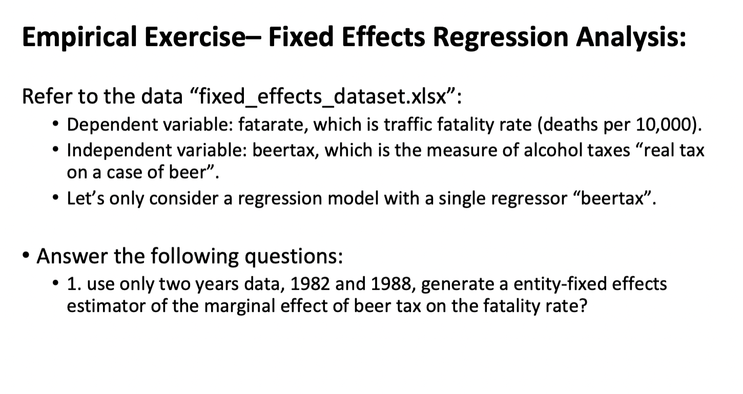 Empirical Exercise- Fixed Effects Regression | Chegg.com