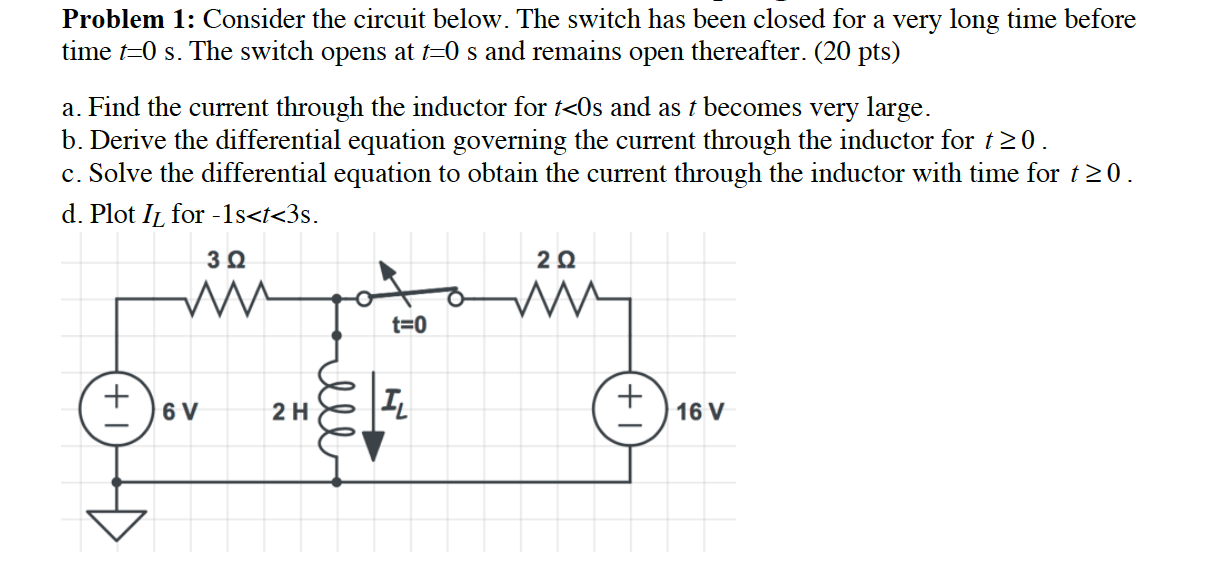 Solved Problem 1: Consider the circuit below. The switch has | Chegg.com