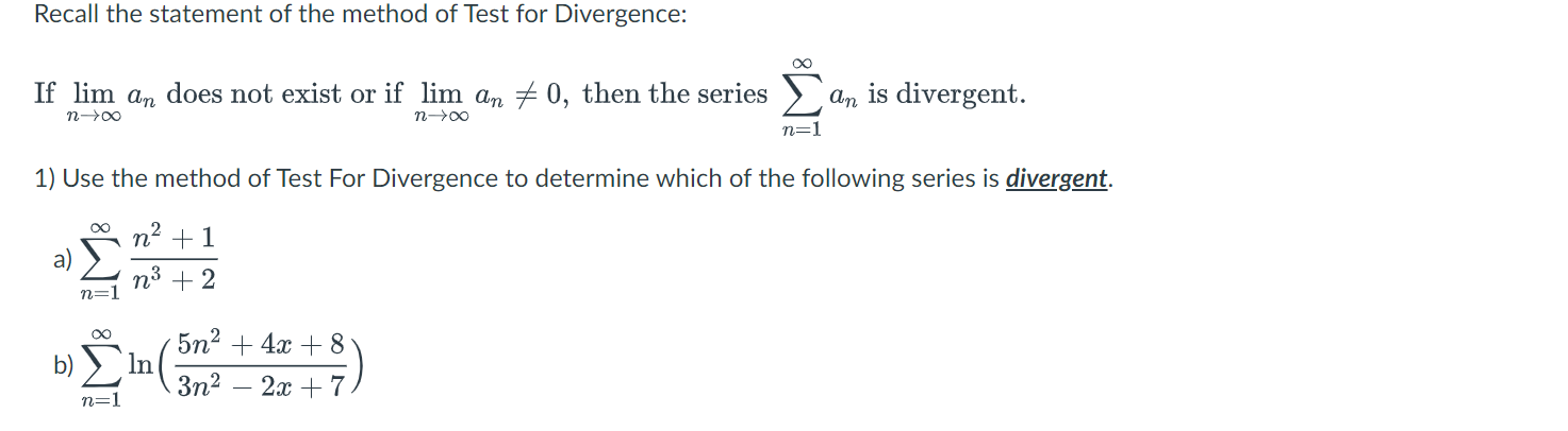 Solved Recall the statement of the method of Test for | Chegg.com