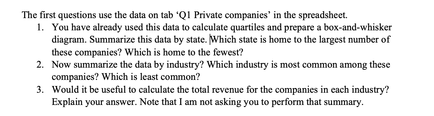 Solved The first questions use the data on tab ' Q1 Private | Chegg.com