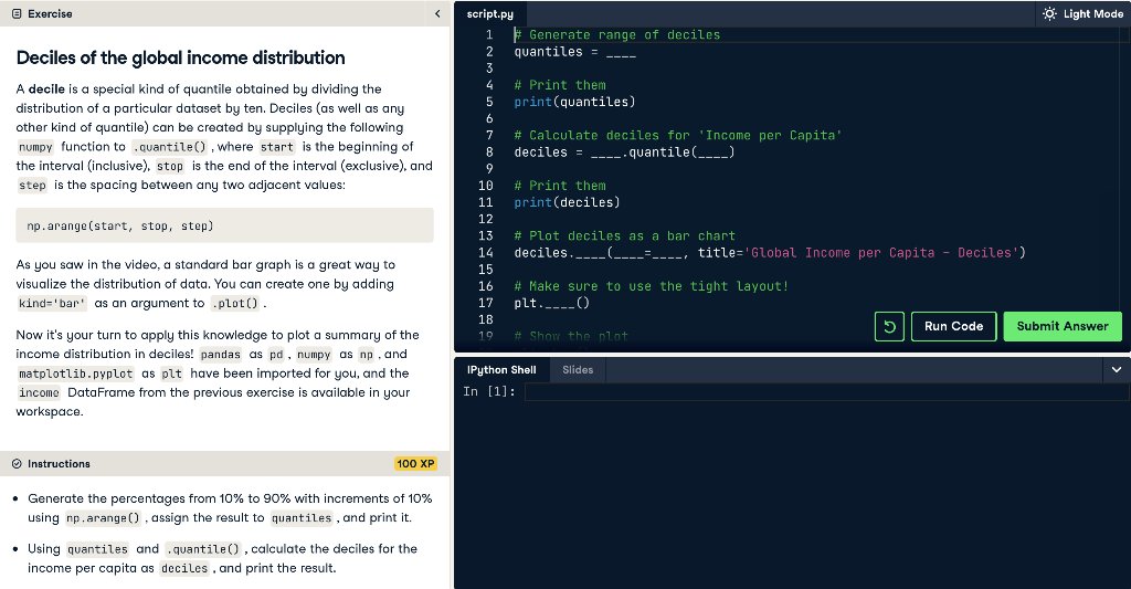 Exercise 4 ---- Deciles of the global income | Chegg.com