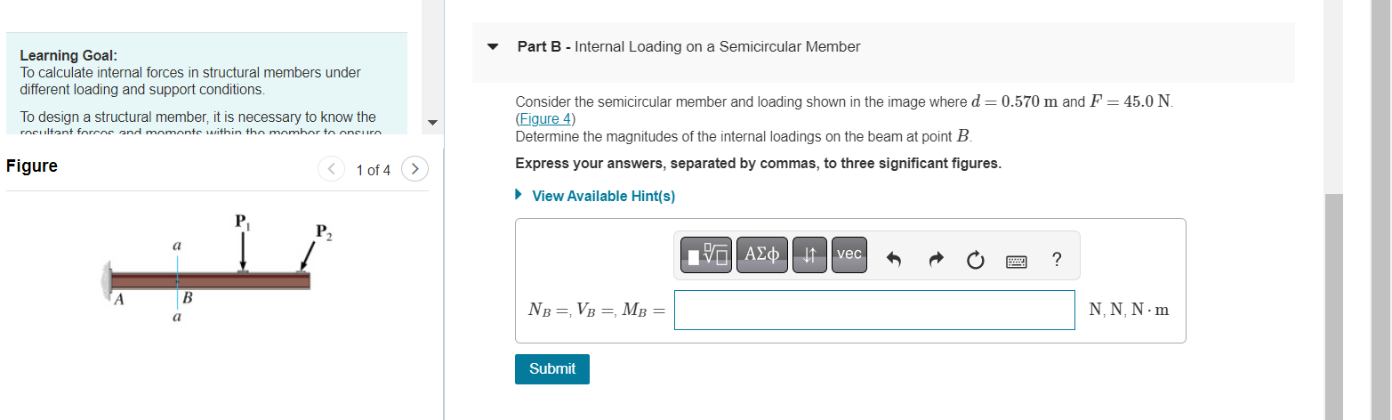 Part A - Internal Loading Due to a Variable, | Chegg.com