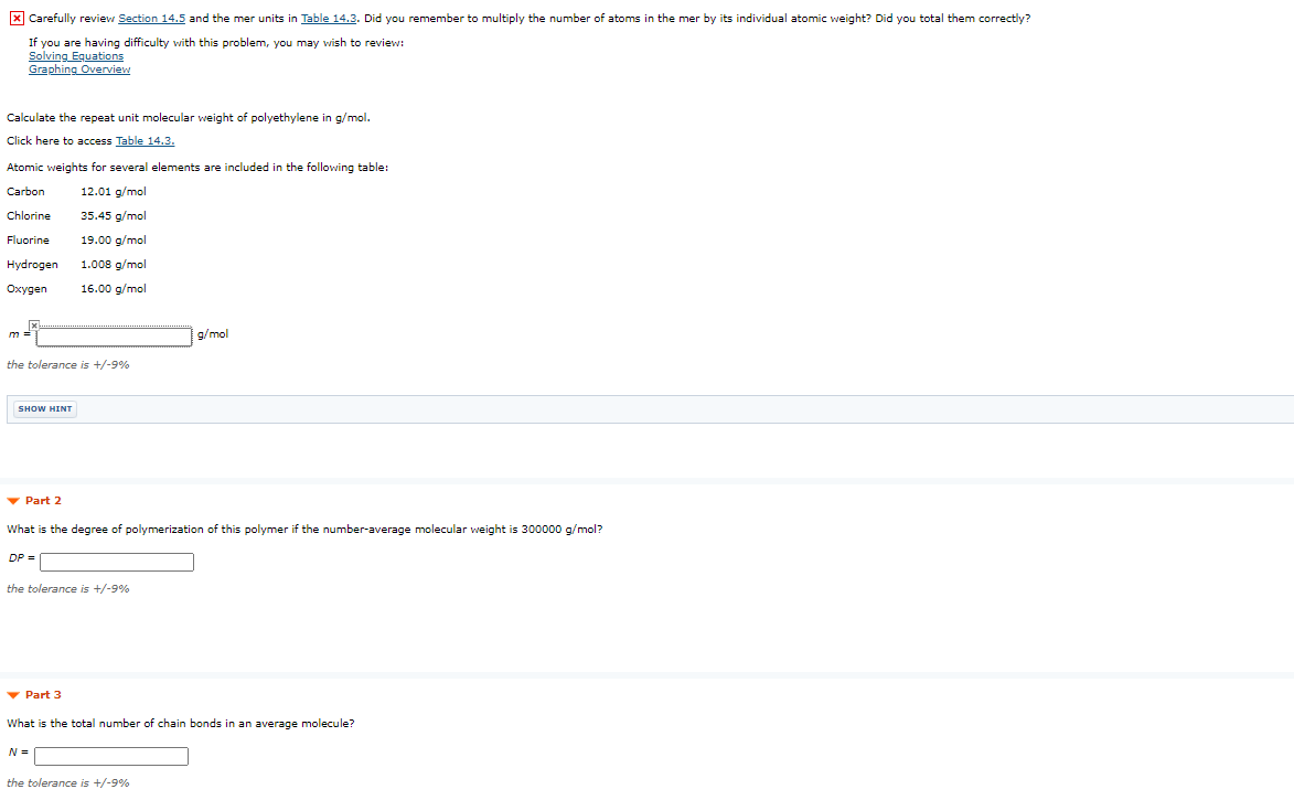 Solved x Carefully review Section 14.5 and the mer units in | Chegg.com