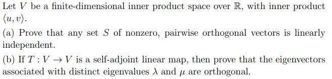 Solved Let V be a finite-dimensional inner product space | Chegg.com