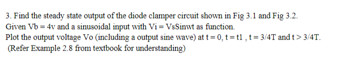 Solved 3. Find the steady state output of the diode clamper | Chegg.com