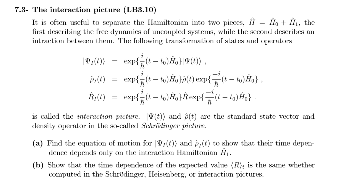 3- The interaction picture (LB3.10) It is often | Chegg.com