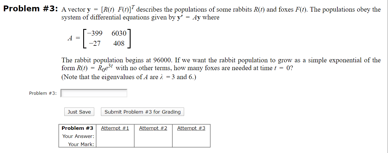 Solved Problem #3: A vector y = [R(t) F(t)]T describes the | Chegg.com