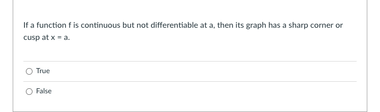 Solved If a function f ﻿is continuous but not differentiable | Chegg.com