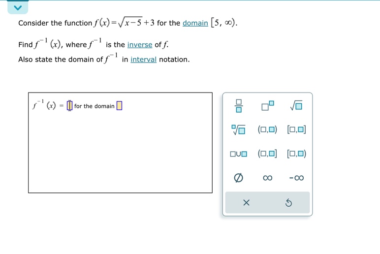 Solved Consider the function f(x)=x-52+3 ﻿for the domain | Chegg.com
