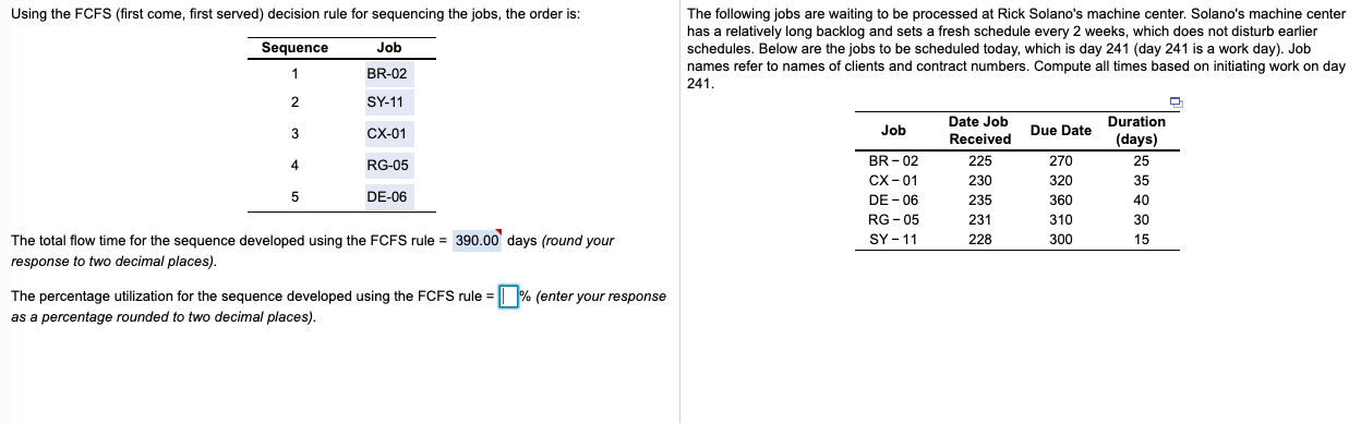 The total flow time for the sequence developed using | Chegg.com