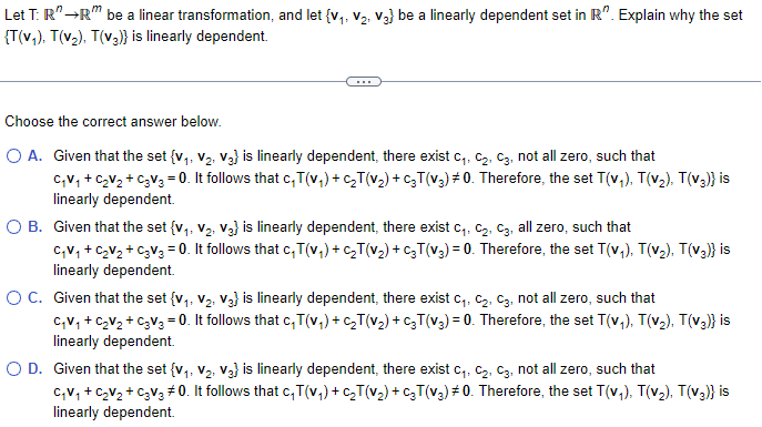Solved Let T:Rn→Rm be a linear transformation, and let | Chegg.com