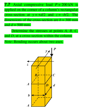 Solved 7.7 Axial compressive load P = 200 kN is applied on | Chegg.com