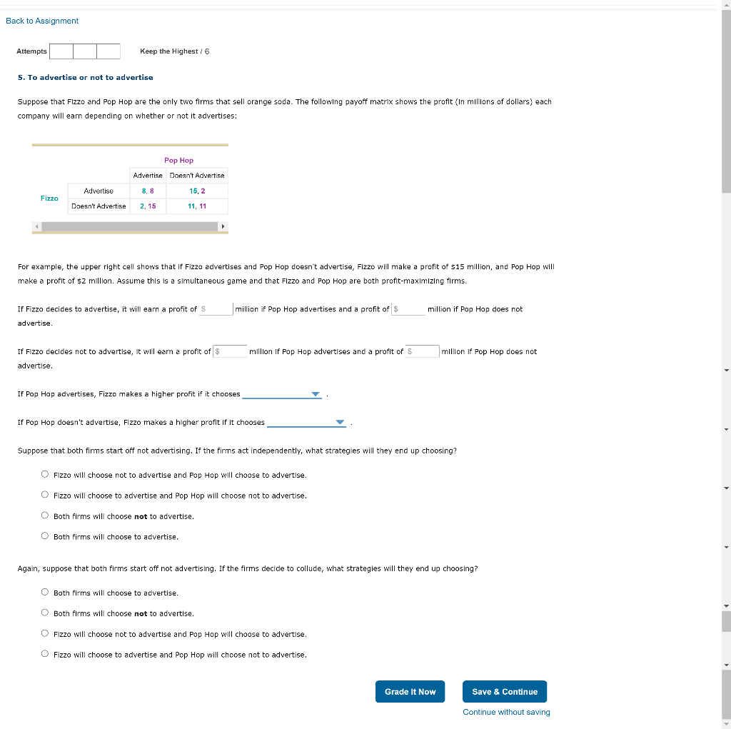 Solved Back to Assignment Attempts Keep the Highest / 6 5. | Chegg.com