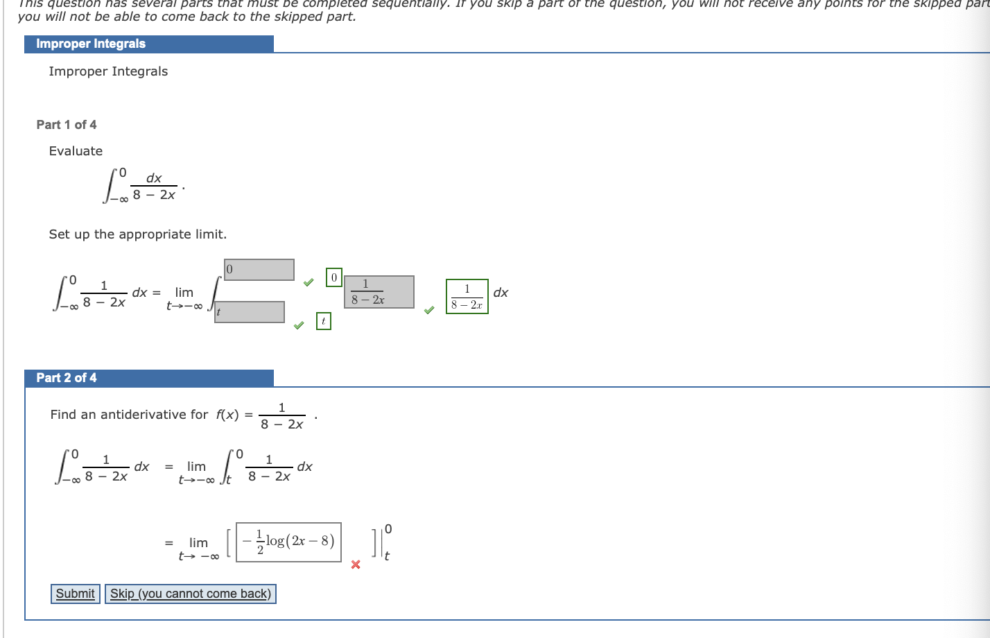 Solved Improper IntegralsImproper IntegralsPart 1 ﻿of | Chegg.com