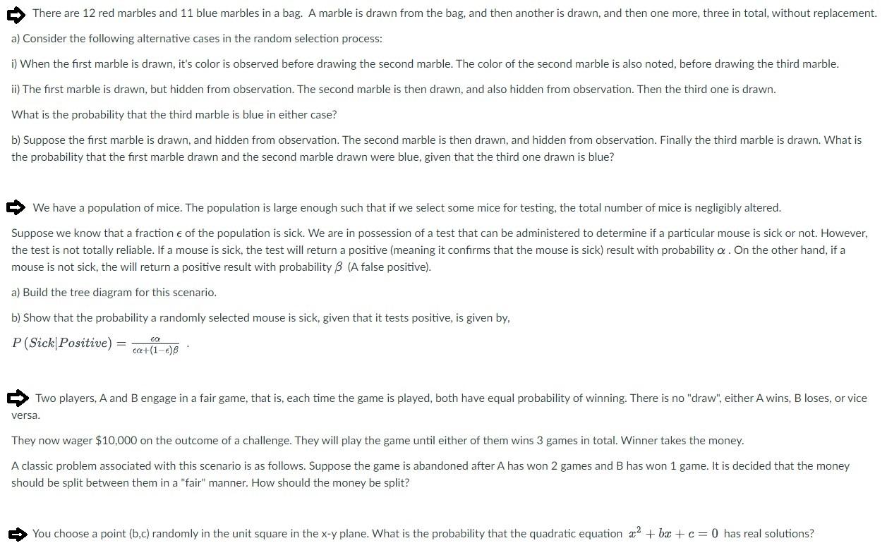 Solved There are 12 red marbles and 11 blue marbles in a | Chegg.com