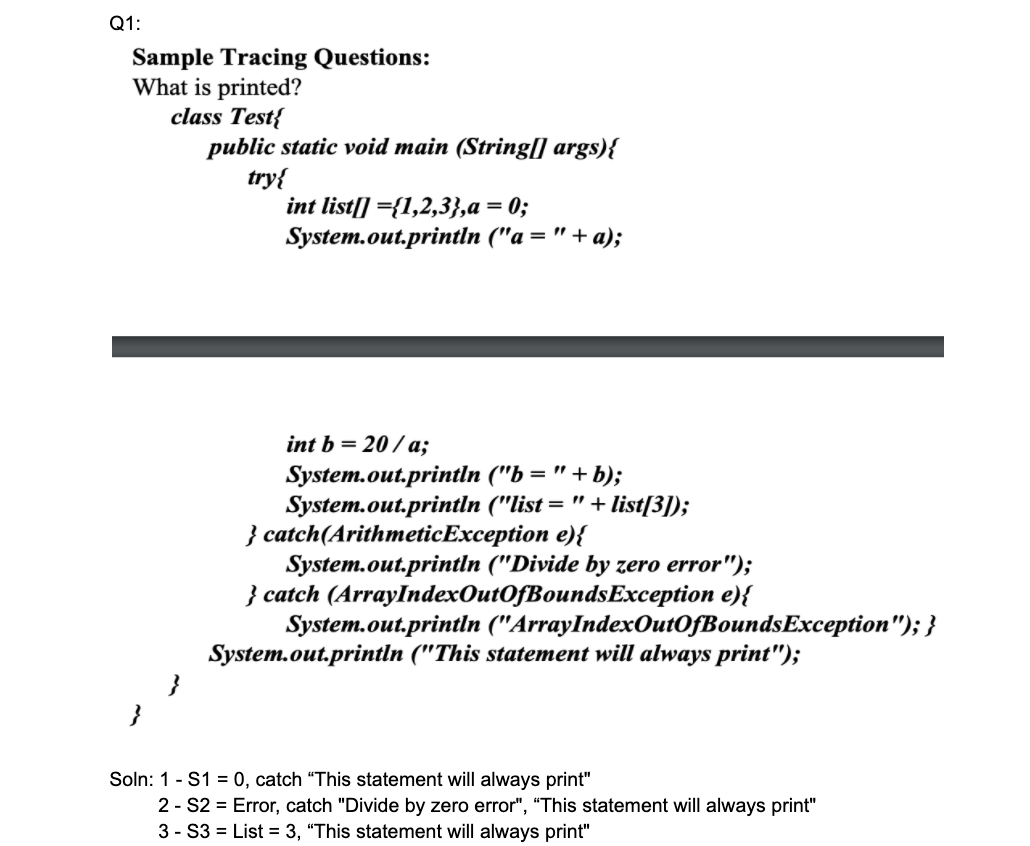 Solved Q1: Sample Tracing Questions: What is printed? class | Chegg.com