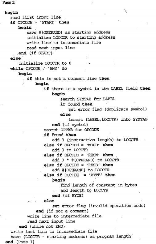 Solved Pass 1: begin read first input line if OPCODE = | Chegg.com