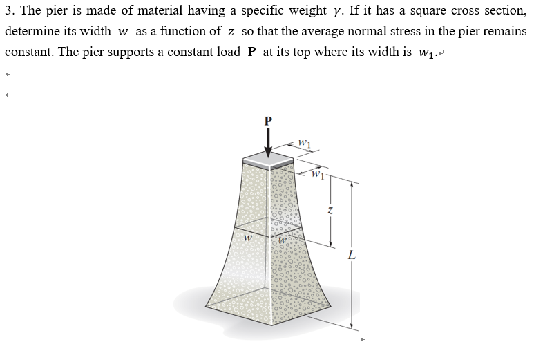 Solved 3. ﻿The pier is made of material having a specific | Chegg.com