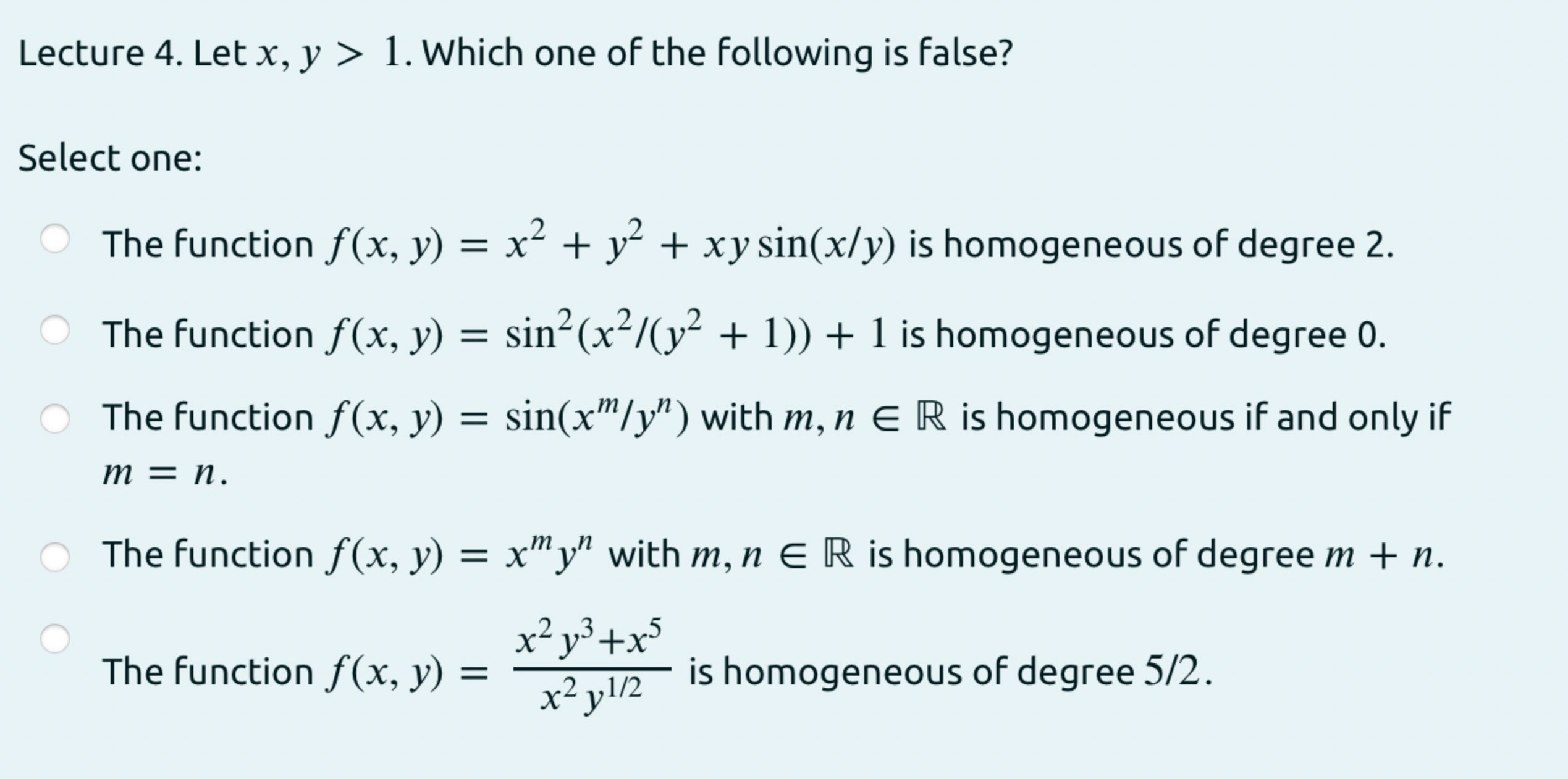 Solved Let x,y>1. ﻿Which one of the following is | Chegg.com