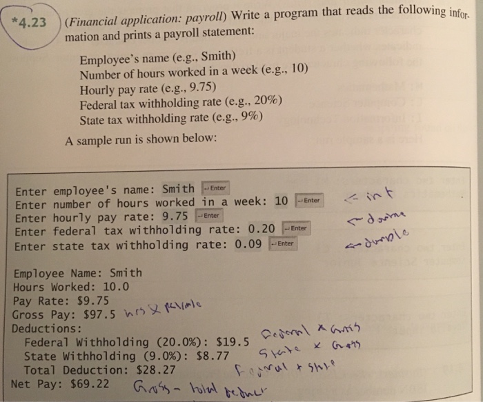Solved Program 4: Work programming exercise 4.23, page 156. | Chegg.com