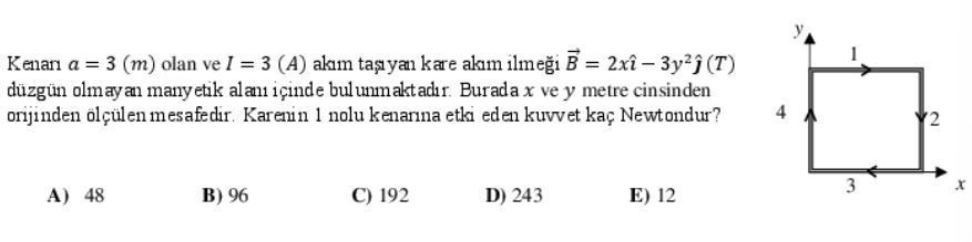 Solved A square current loop with side length a = 3 (m) and | Chegg.com