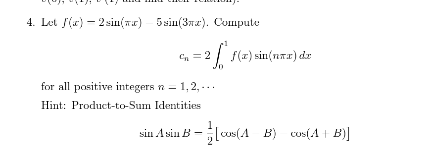 Solved Let f(x)=2sin(πx)−5sin(3πx). Compute | Chegg.com