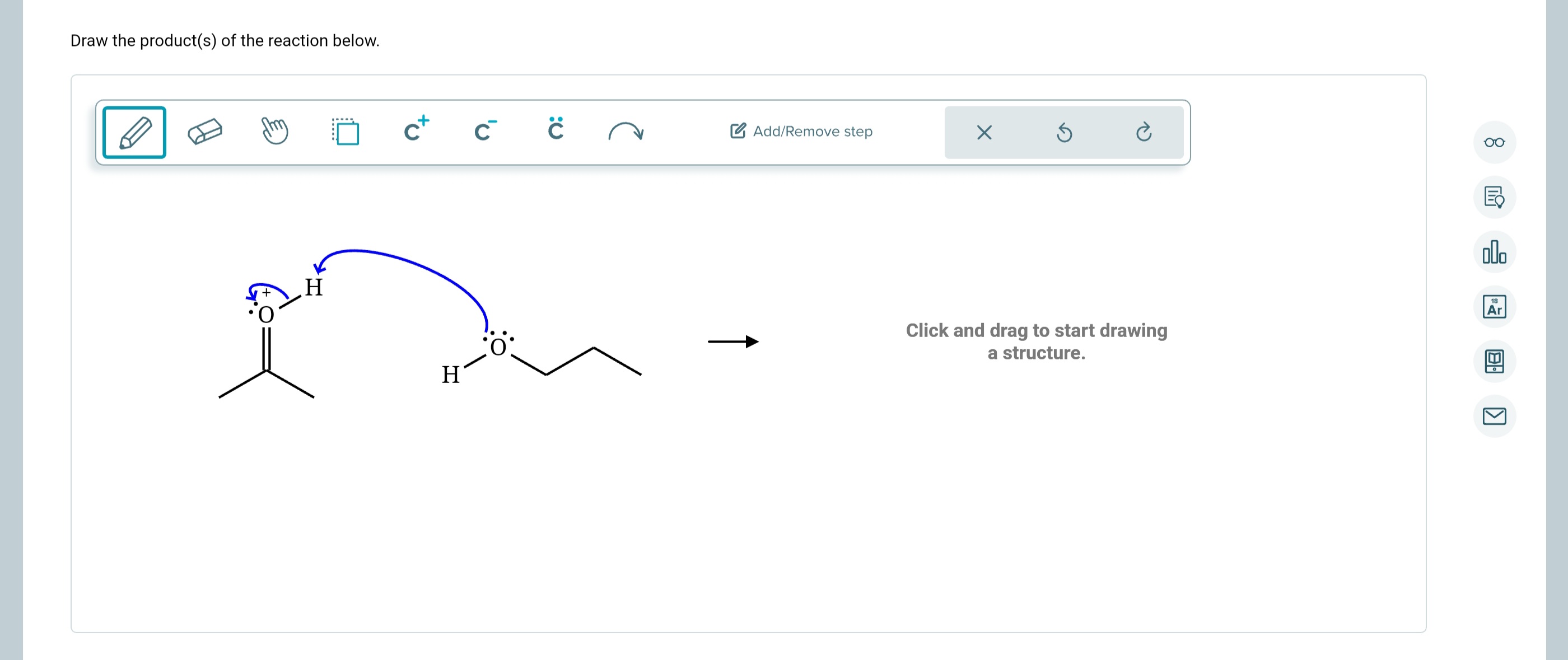 Solved Draw the product(s) of the reaction below. Click and | Chegg.com