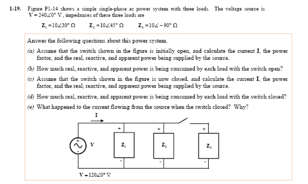 Solved 1-19. Figure P1-14 shows a simple single-phase ac | Chegg.com